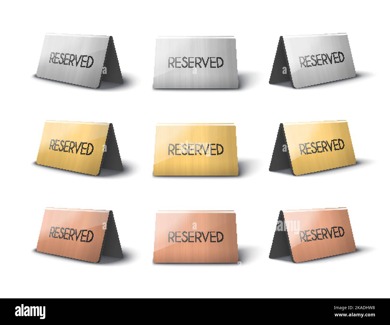 Reserved colorful paper place card realistic mockup set isolated on ...