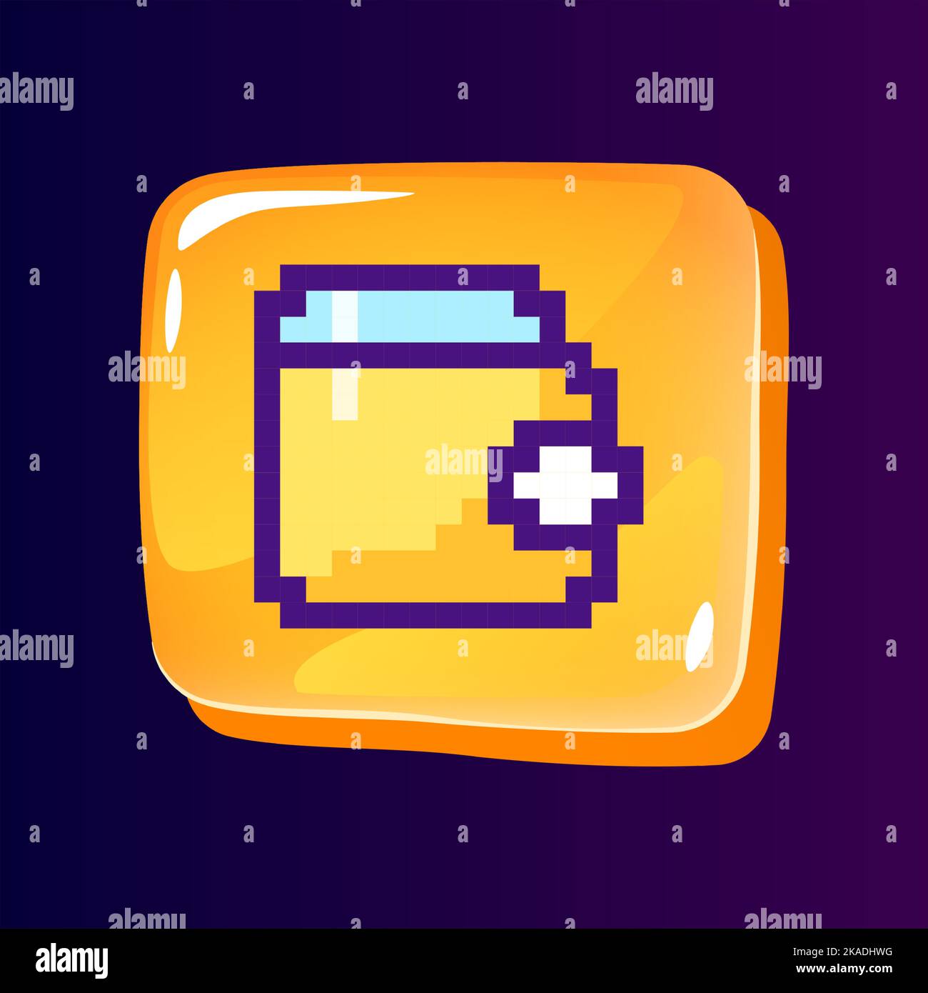 Wallet glossy ui button with pixelated color icon Stock Vector Image ...