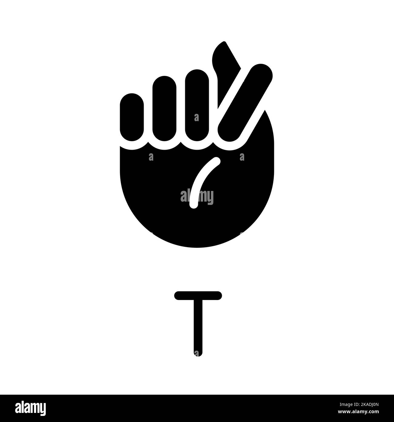 Letter T sign in ASL black glyph icon Stock Vector Image & Art - Alamy