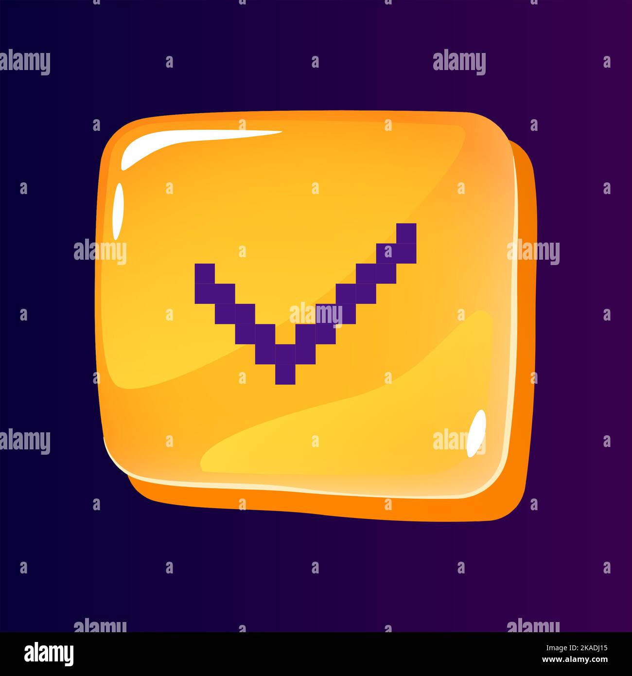 Tick glossy ui button with pixelated color icon Stock Vector Image & Art - Alamy