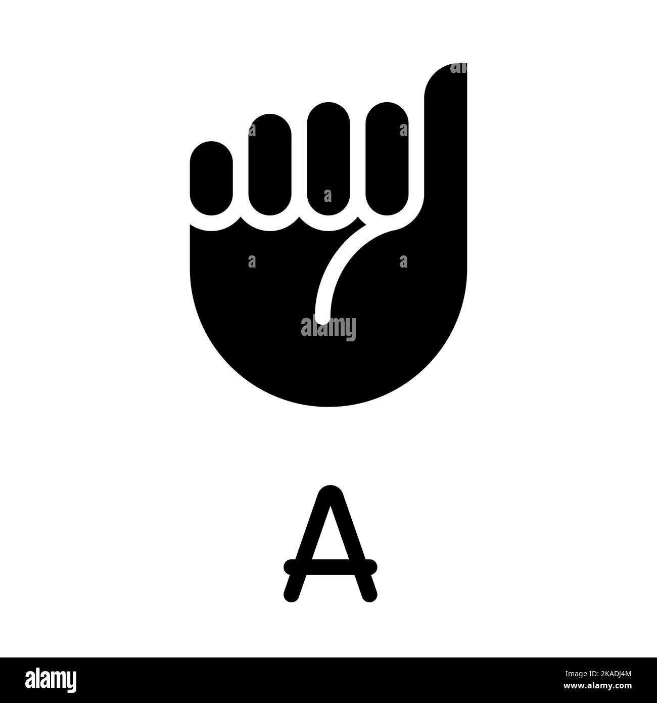 Letter A in American sign language black glyph icon Stock Vector Image ...