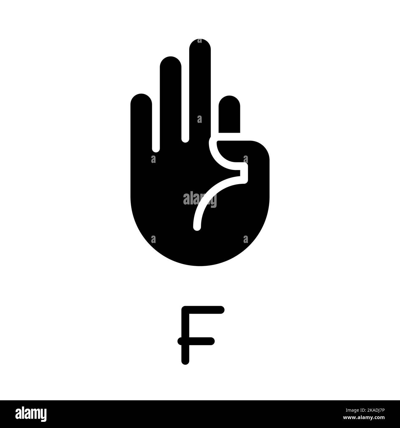 Letter F in American sign language black glyph icon Stock Vector Image ...
