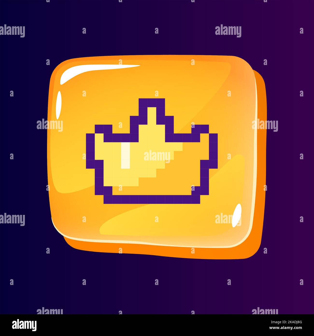 Crown glossy ui button with pixelated color icon Stock Vector Image ...