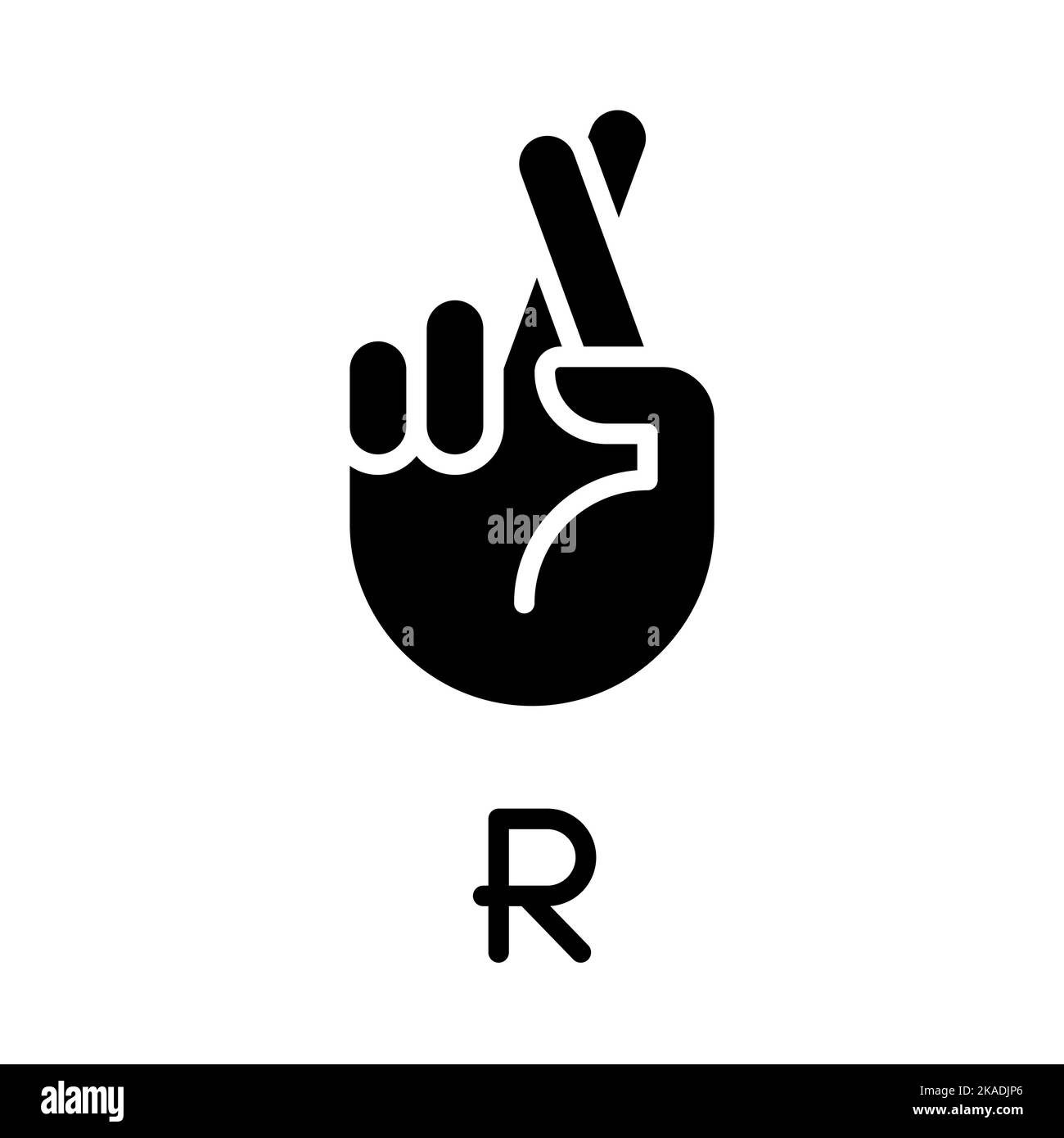 Letter R in American sign language black glyph icon Stock Vector Image ...