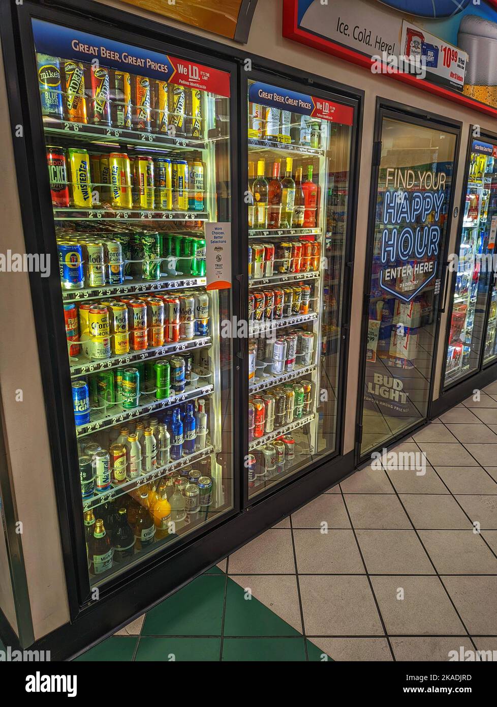 A vertical shot of beer display at speedway gas station Stock Photo - Alamy