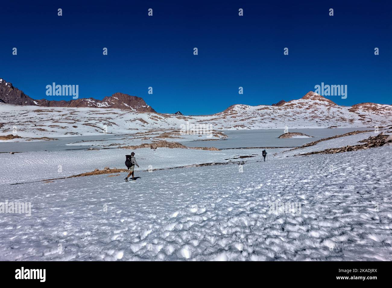 Hikers descending from Muir Pass, Kings Canyon National Park, High ...