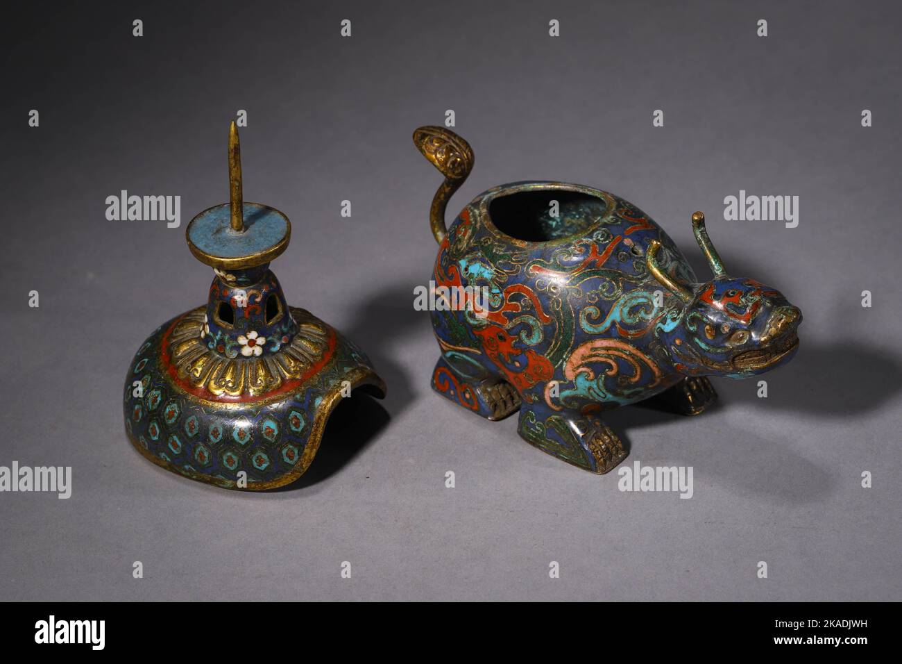 A beautiful antique Chinese style Cloisonne gilt bronze mythical ...