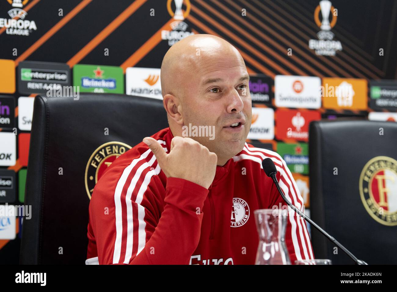 ROTTERDAM - Feyenoord coach Arne Slot during the press conference prior ...