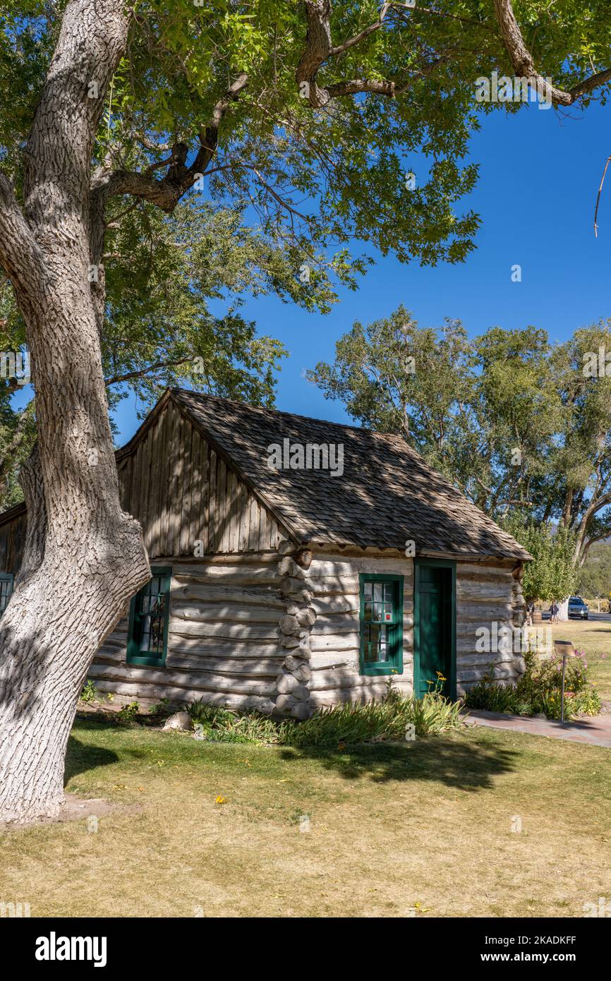 Original log cabin of the HInckley family, moved to Cove Fort from ...