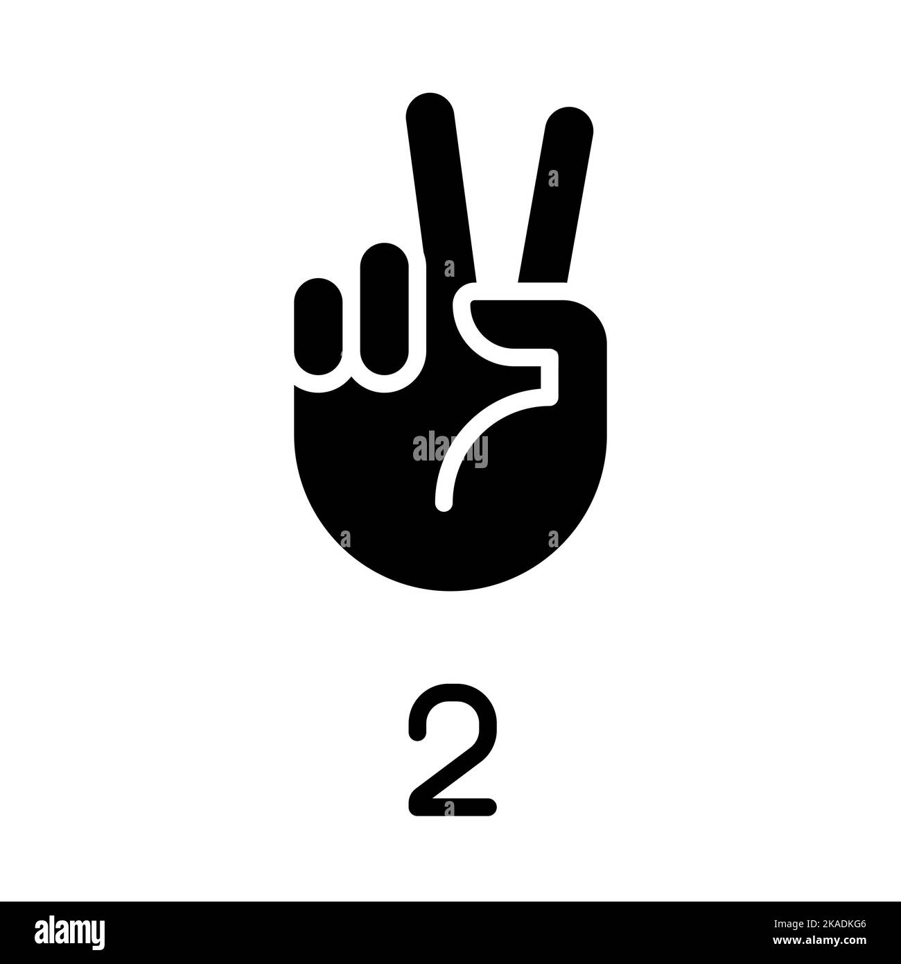 Signing digit two in ASL black glyph icon Stock Vector Image & Art - Alamy