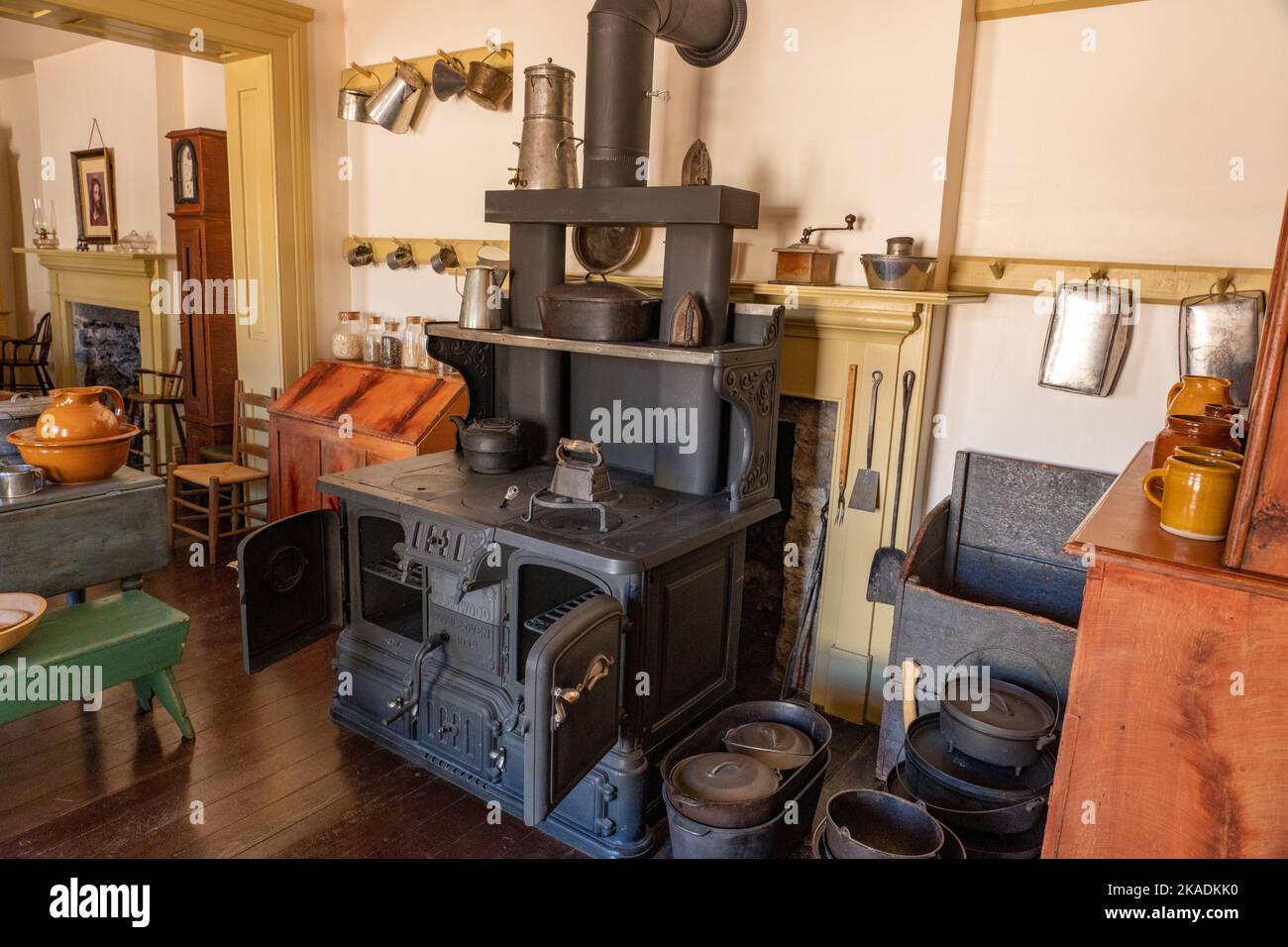 An antique cast iron stove in the kitchen of the Cove Creek Ranch Fort ...