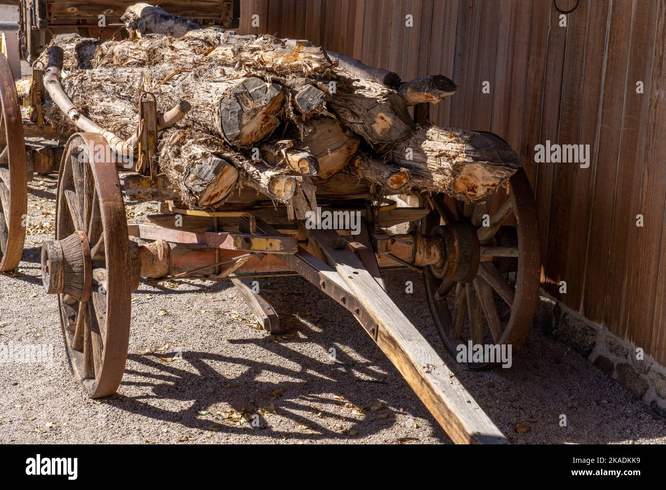 An antique log wagon with a load of cedar logs at the pioneer Cove ...