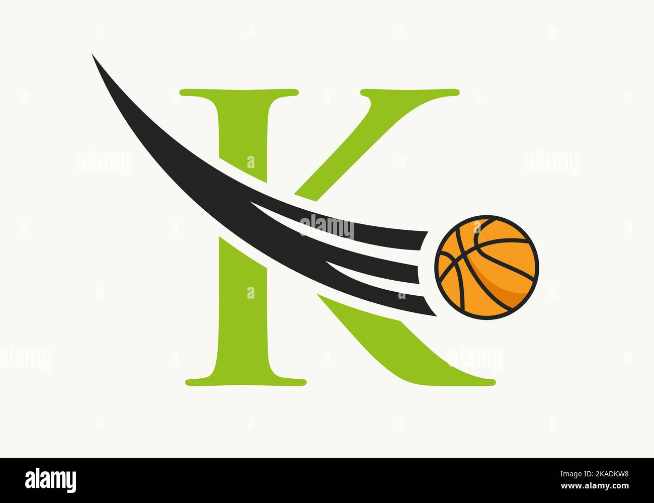 Initial Letter K Basketball Logo Concept With Moving Basketball Icon ...