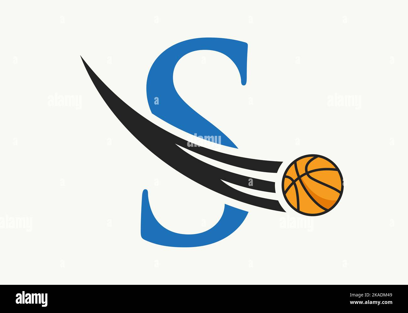 Initial Letter S Basketball Logo Concept With Moving Basketball Icon ...