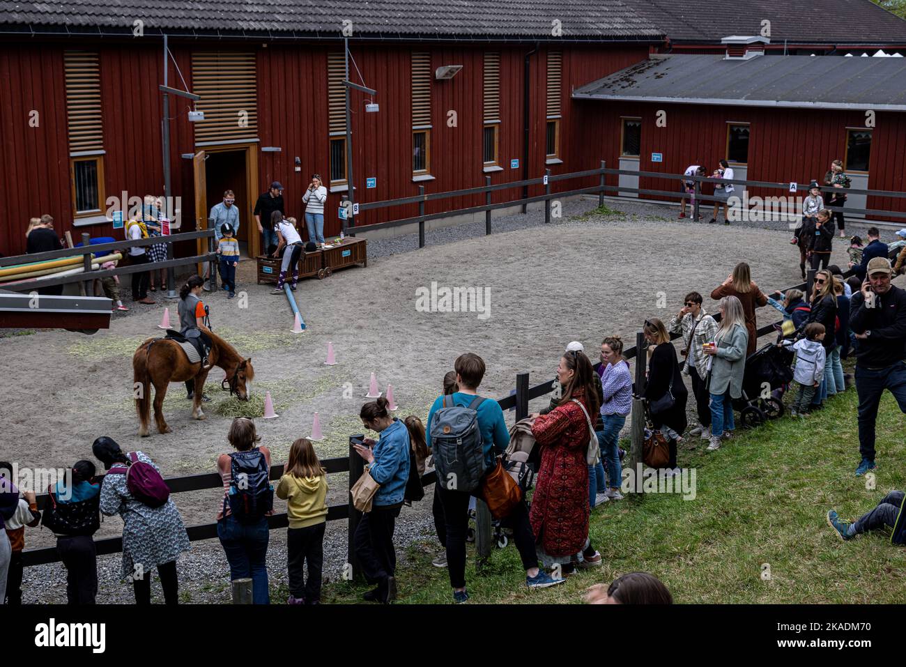 Kids riding Kongsgarden Farm Bygdoy Oslo Norway Stock Photo - Alamy