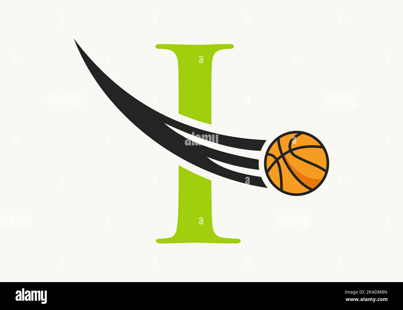 Initial Letter I Basketball Logo Concept With Moving Basketball Icon ...