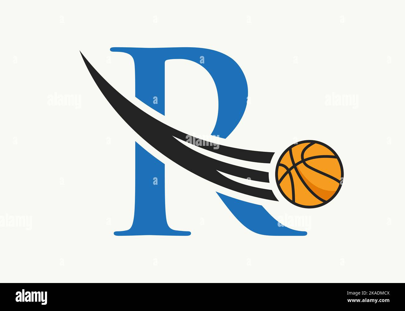 Initial Letter R Basketball Logo Concept With Moving Basketball Icon ...
