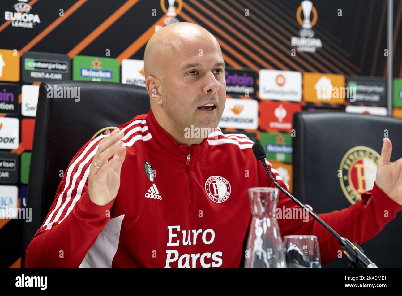ROTTERDAM - Feyenoord coach Arne Slot during the press conference prior ...