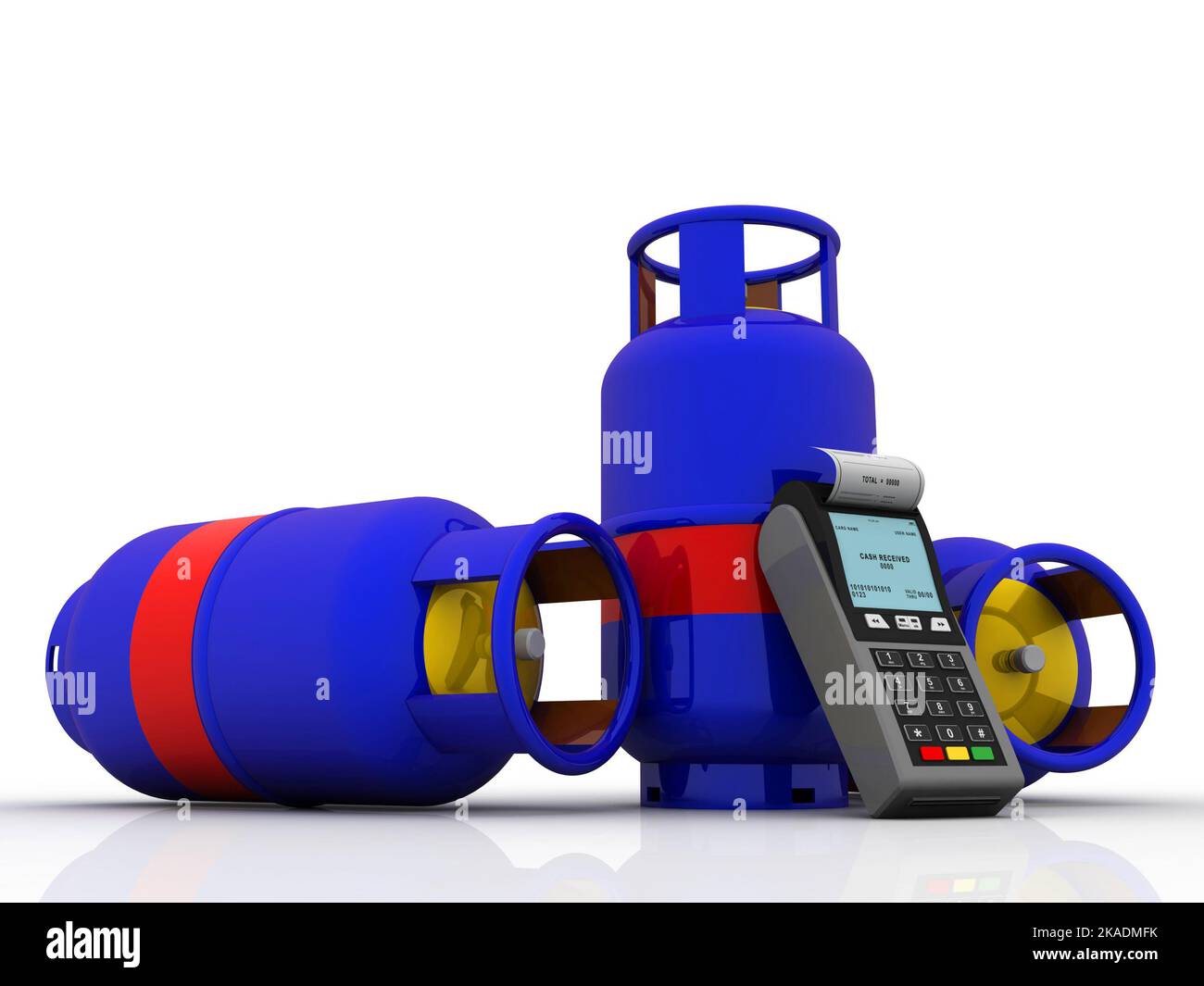 3D rendering illustration Gas Cylinder with Swipe machine Stock Photo ...