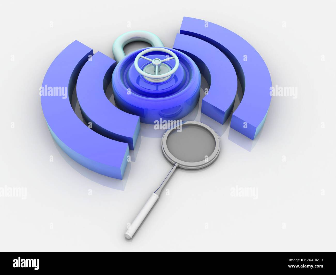 3d illustration WIFI symbol with lock near lens Stock Photo - Alamy