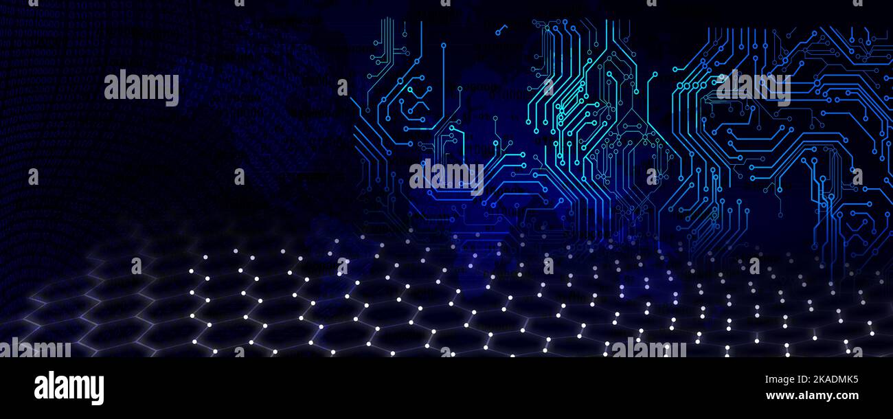 The concept of coding, circuit industrial business background. banner ...