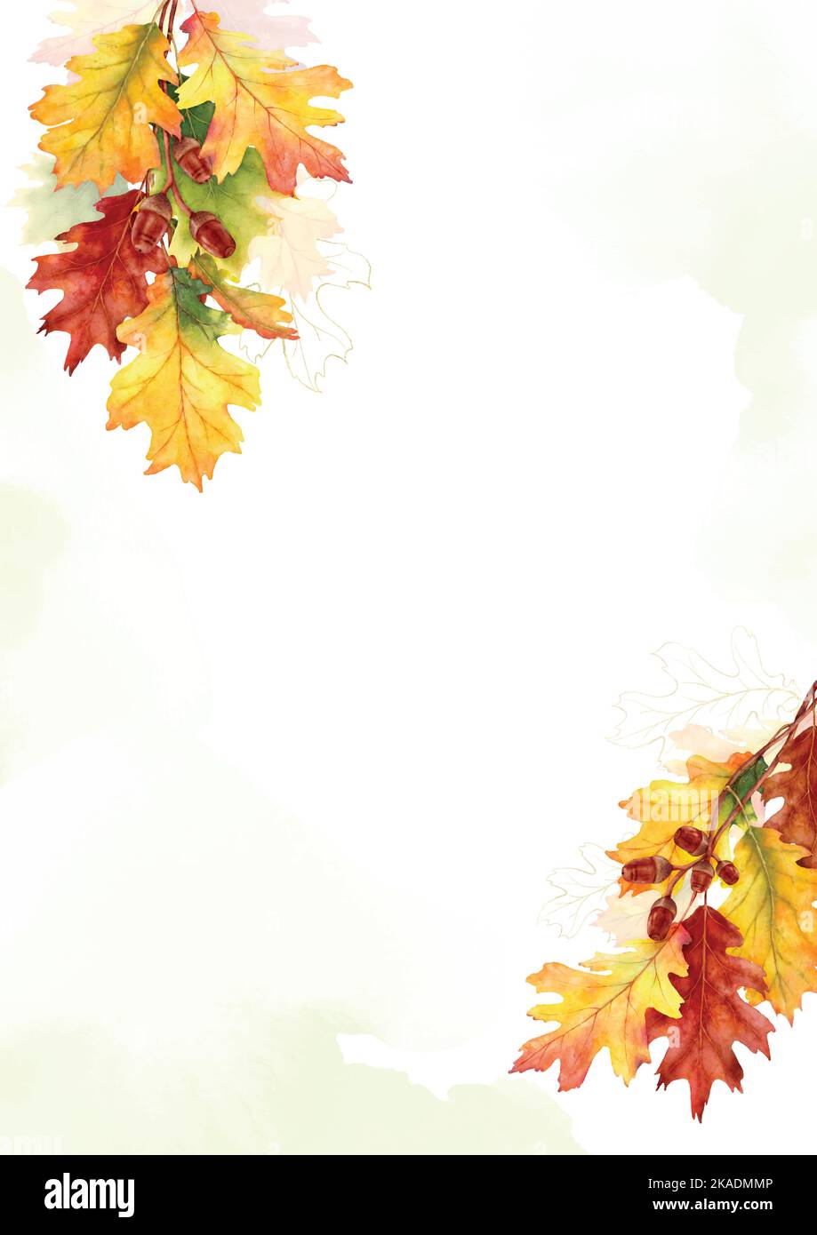 Watercolor template in autumn colorful. Watercolor natural art, autumn ...
