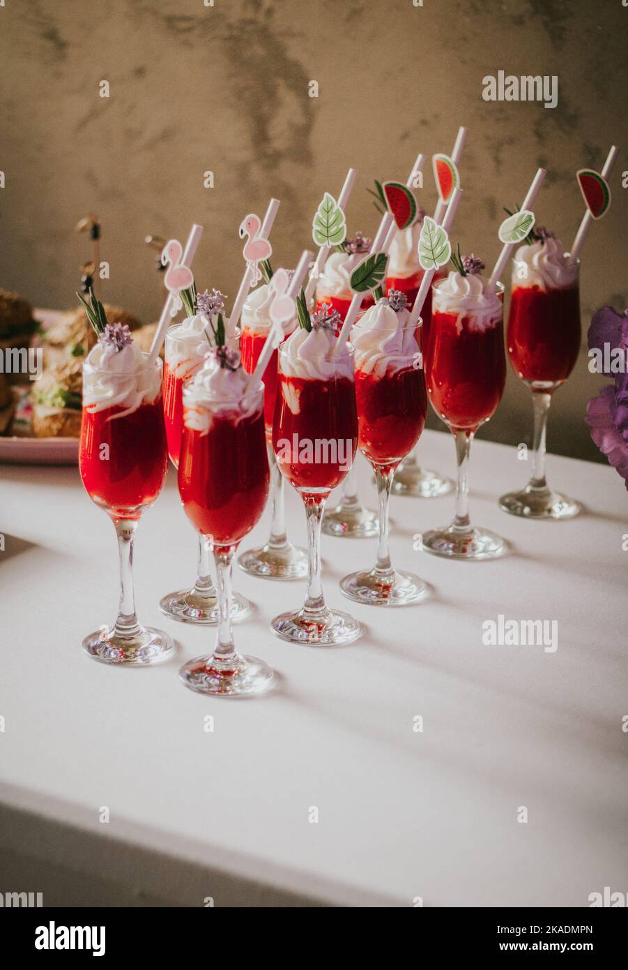 A vertical shot of cocktails and finger food for a wedding Stock Photo ...