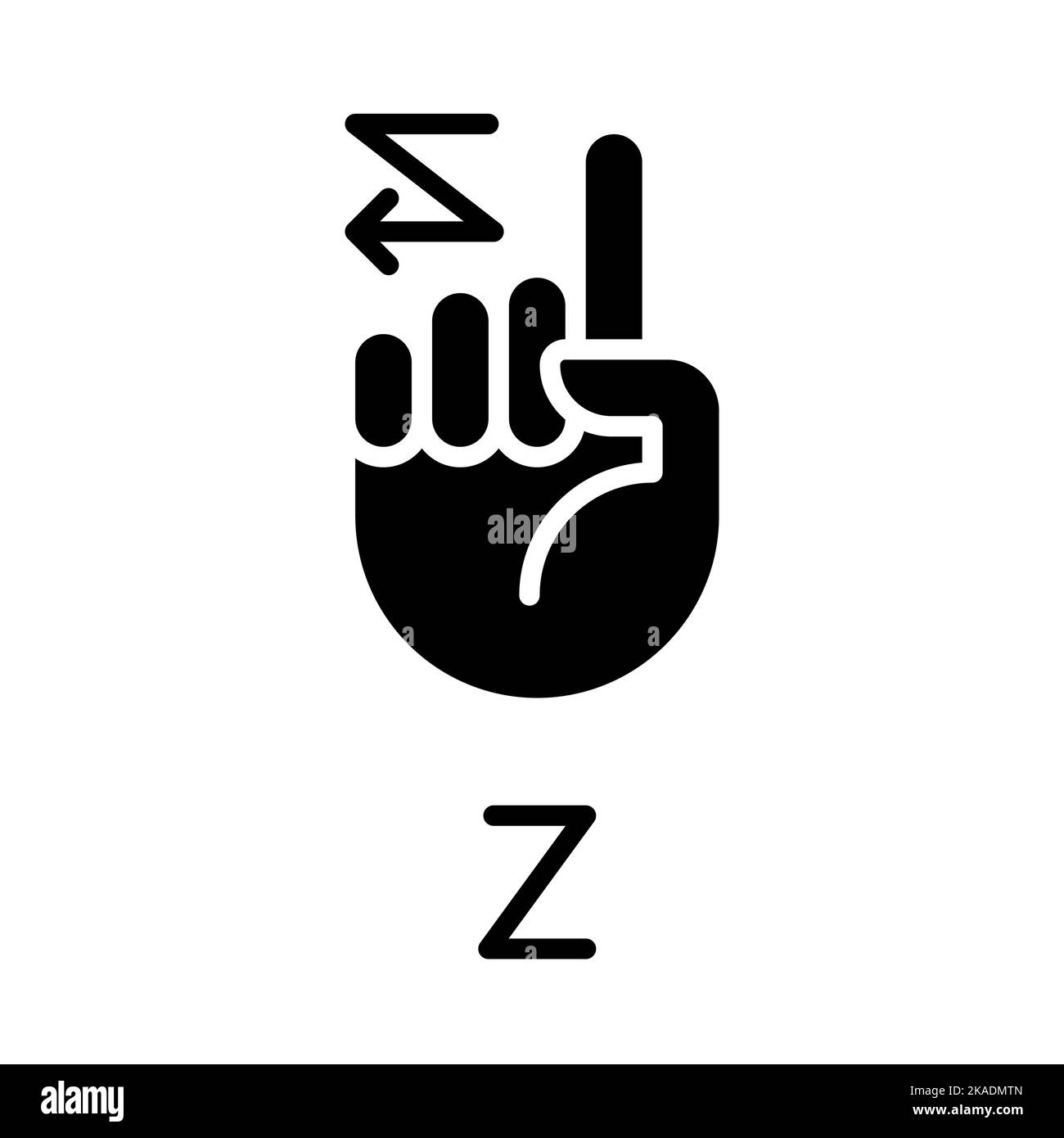 Signing letter Z in ASL black glyph icon Stock Vector Image & Art - Alamy