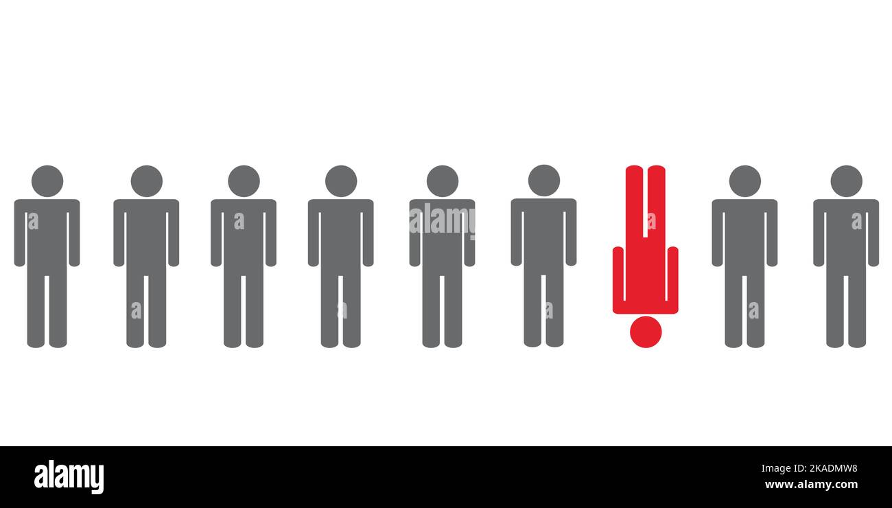 one red individaul person between other pictogram Stock Vector Image ...