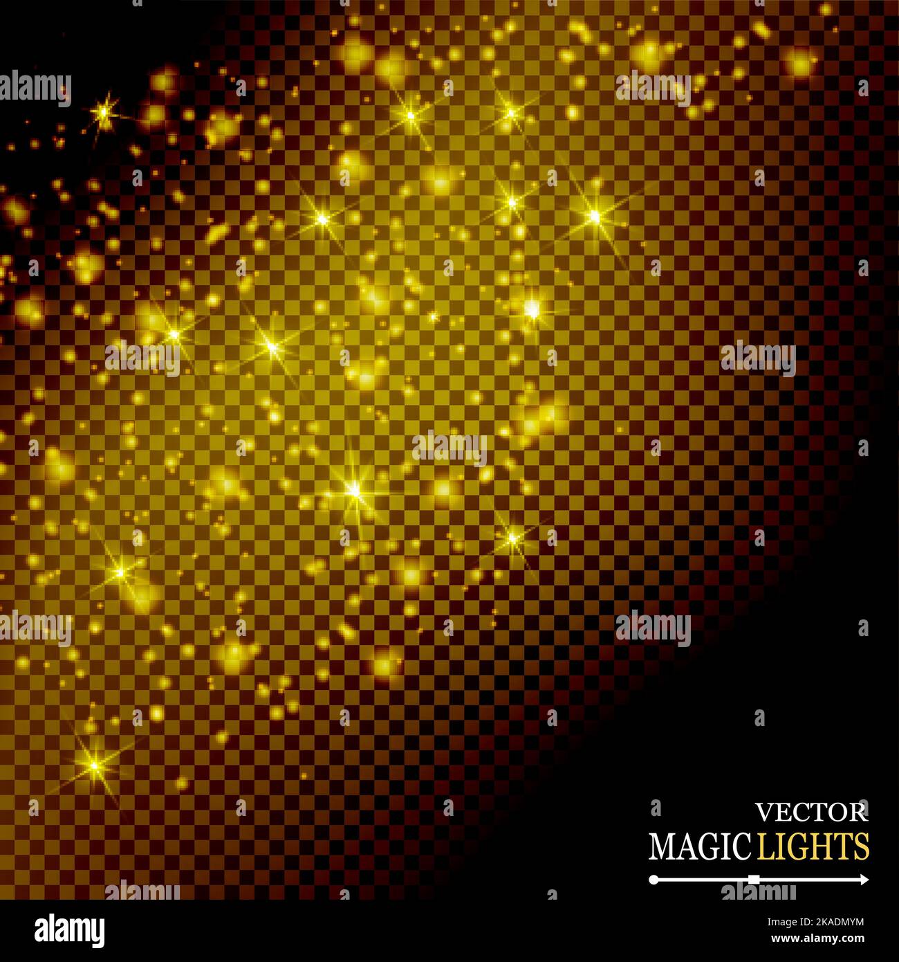 Set of golden glowing lights effects isolated on transparent background ...