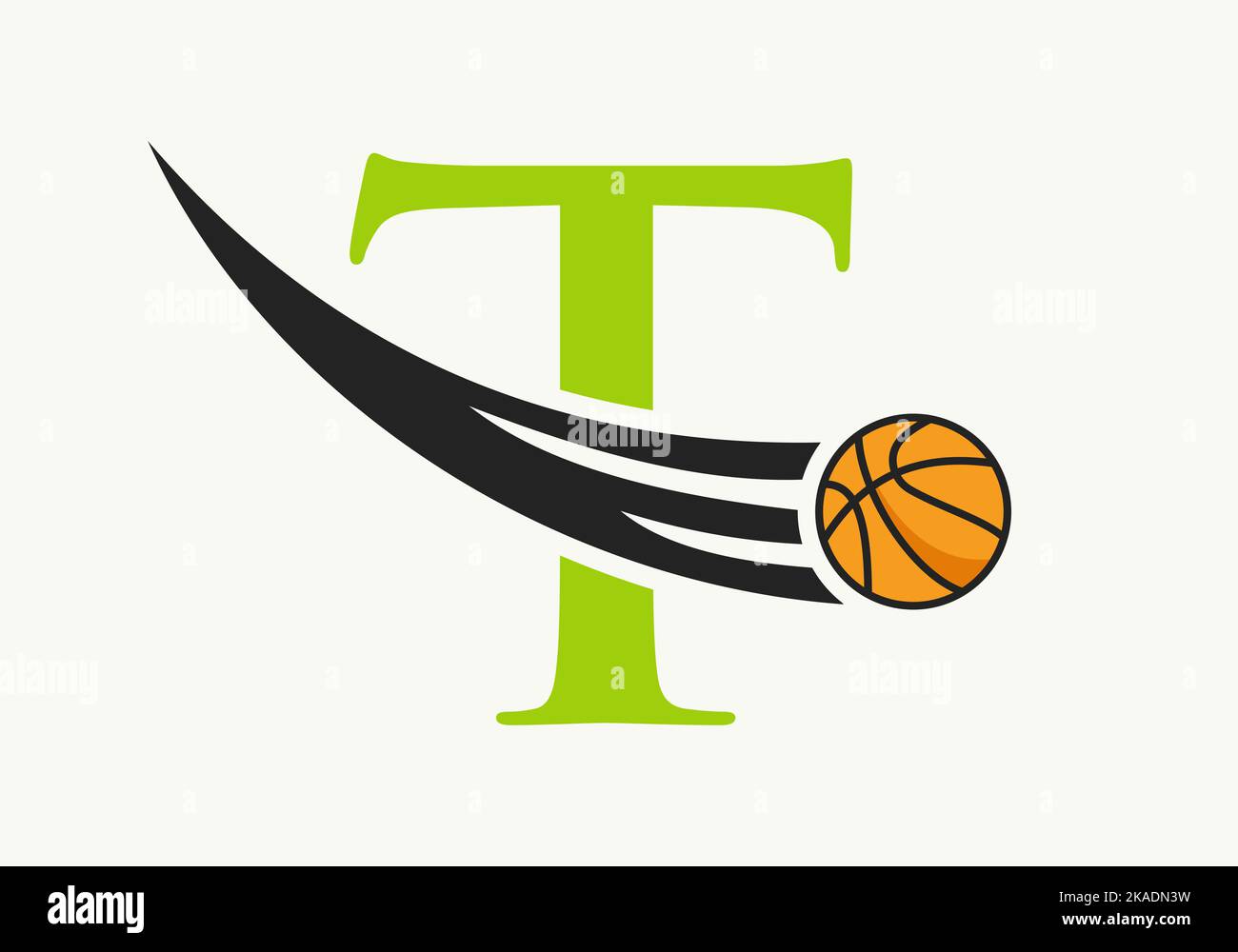 Initial Letter T Basketball Logo Concept With Moving Basketball Icon ...