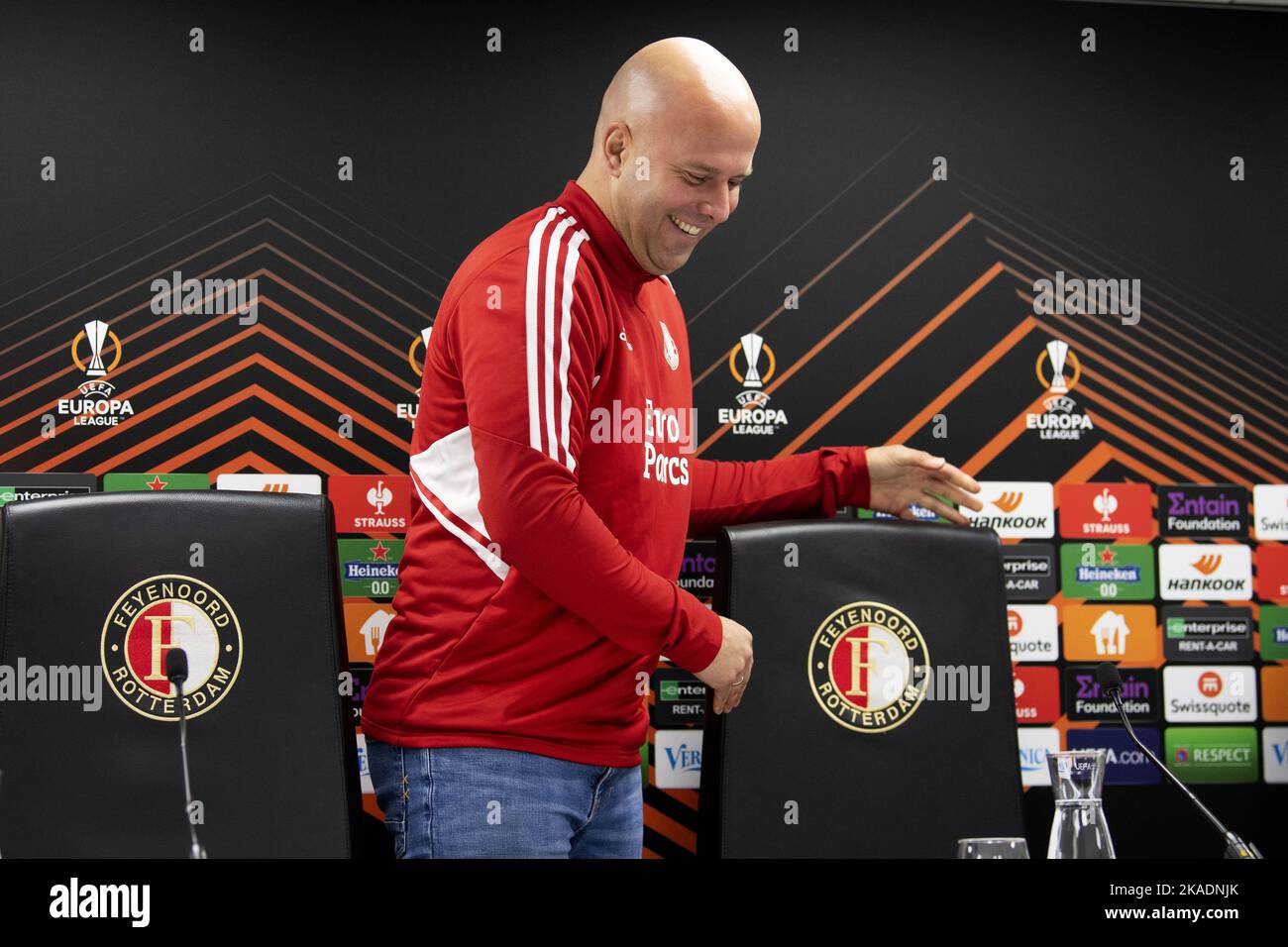 ROTTERDAM - Feyenoord coach Arne Slot during the press conference prior ...