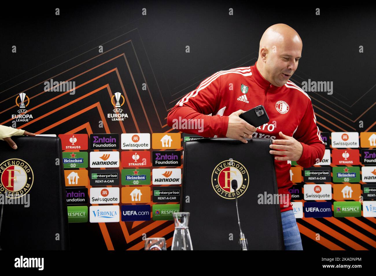 ROTTERDAM - Feyenoord coach Arne Slot during the press conference prior ...