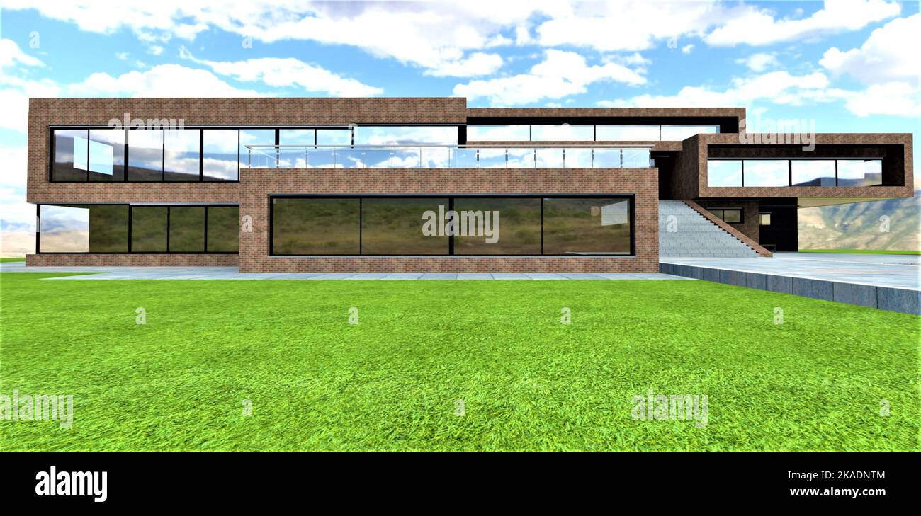 A minimalist project of a suburban low-rise office building made of old ...