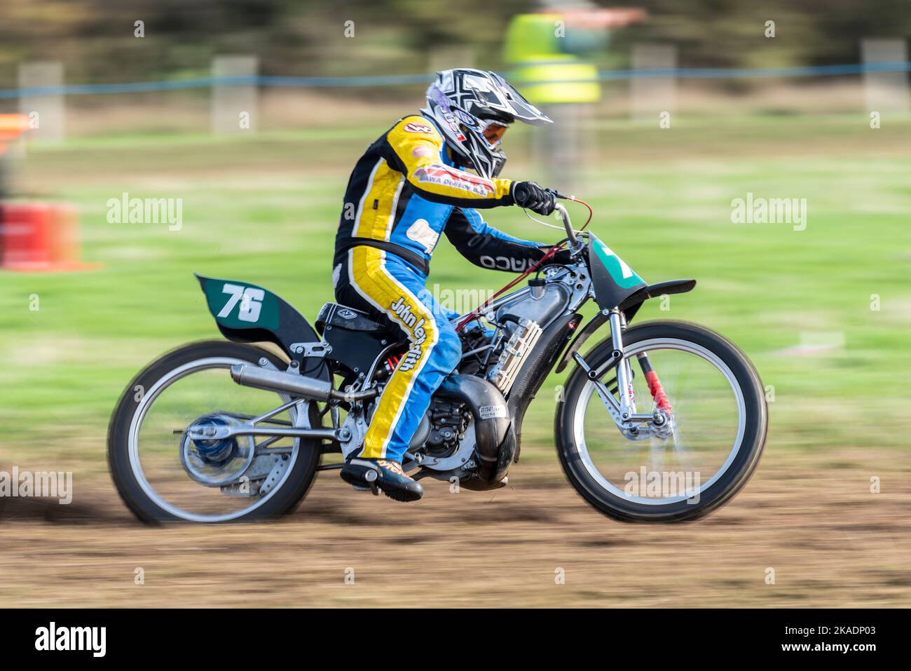 Christopher Still racing in grasstrack motorcycle race. Donut Meeting ...