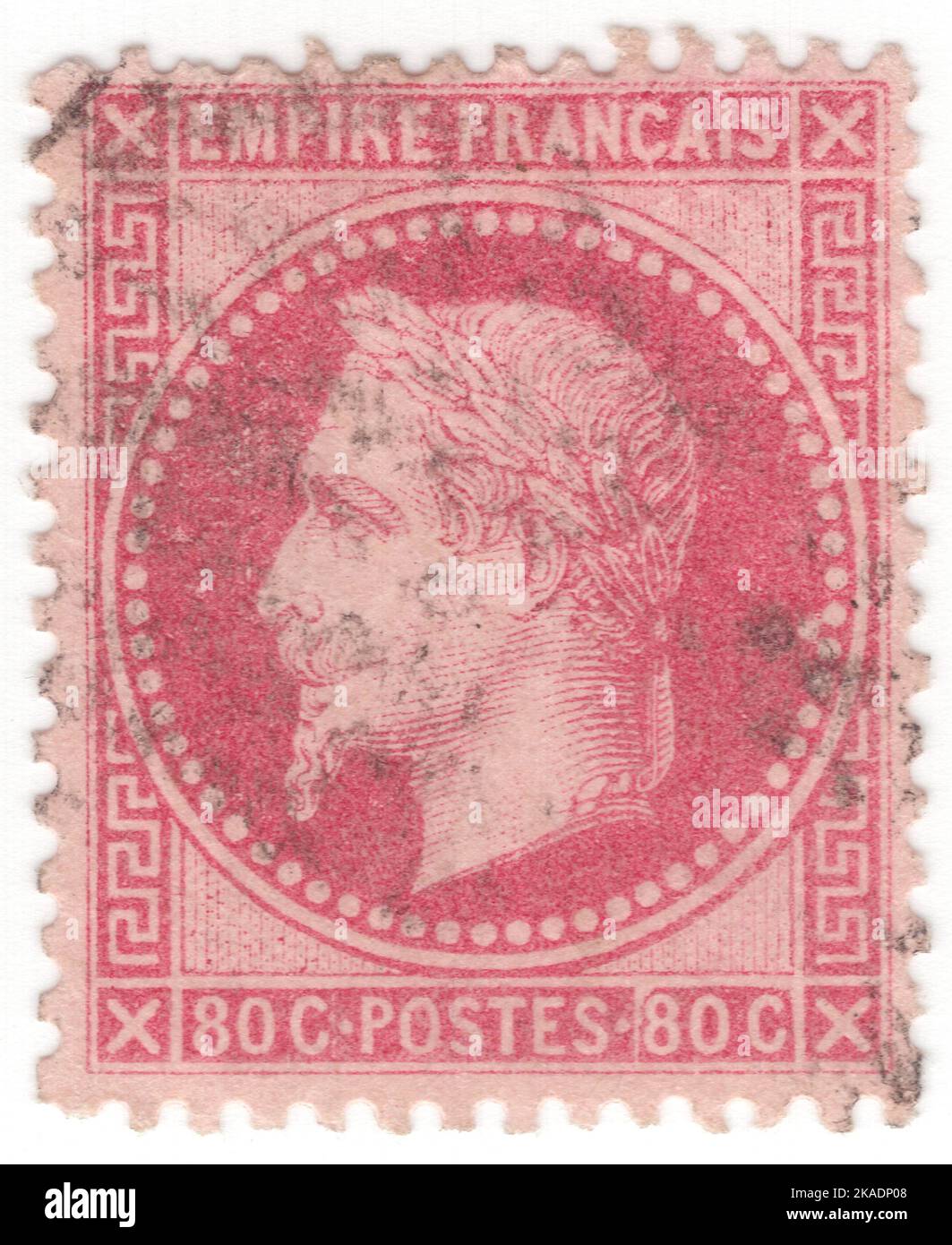 FRANCE - 1868: An 30 centimes brown on yellowish postage stamp ...