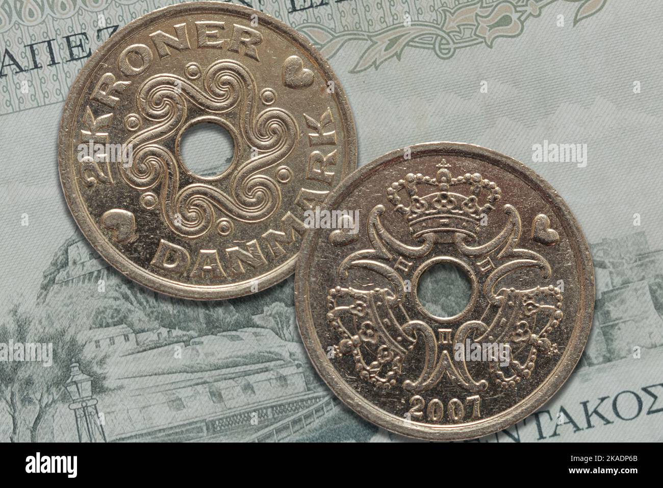 Danish krone coin obverse and reverse. Currency of Denmark, Faroe ...