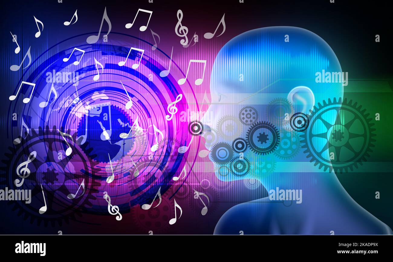Technology music background with cogs. Technology web background ...