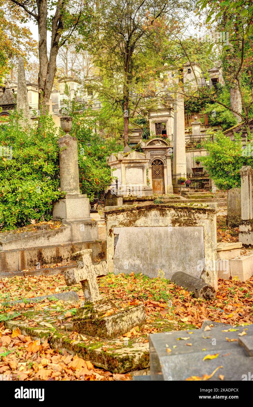 Paris, France - November 2022 : Pere Lachaise Cemetery in Autumn, HDR ...