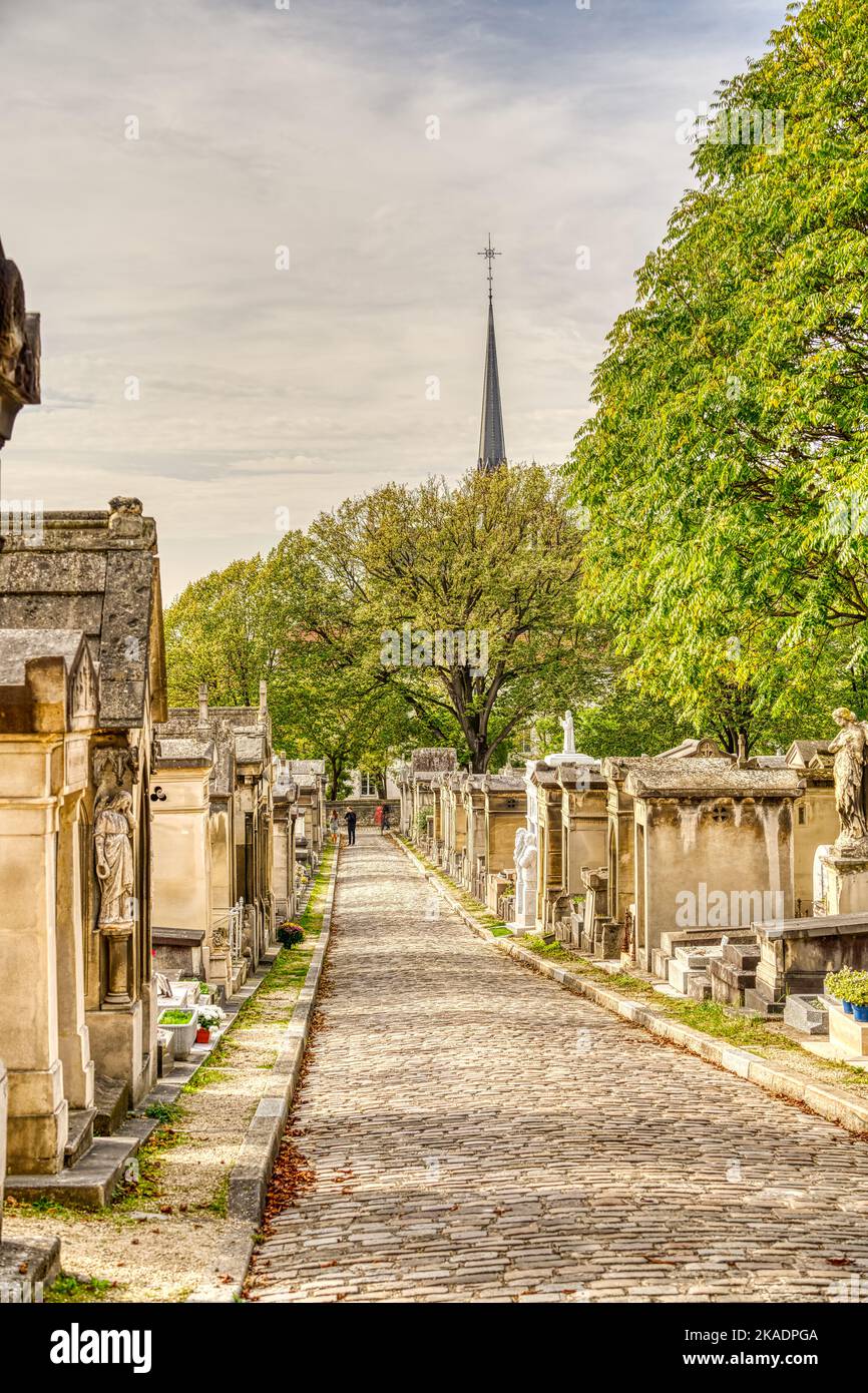 Paris, France - November 2022 : Pere Lachaise Cemetery in Autumn, HDR ...
