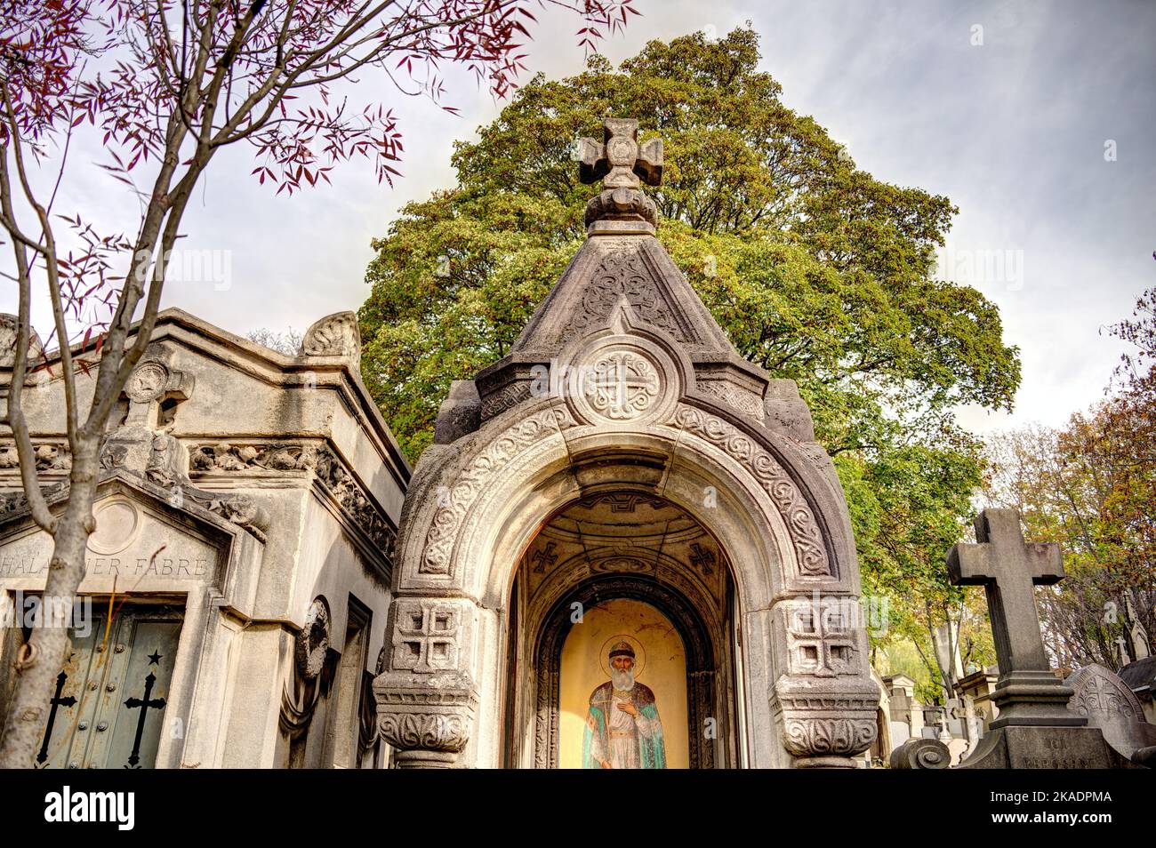 Paris, France - November 2022 : Pere Lachaise Cemetery in Autumn, HDR ...