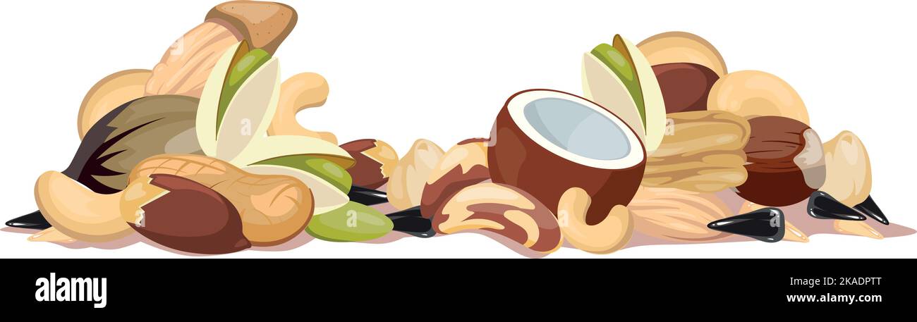 Nut mix pile. Cartoon different organic seeds Stock Vector Image & Art ...
