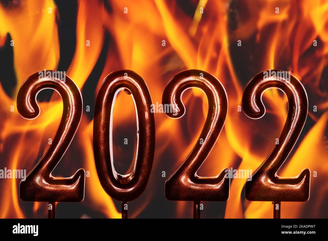 2022 new year numbers flame fire background alert concept Stock Photo ...