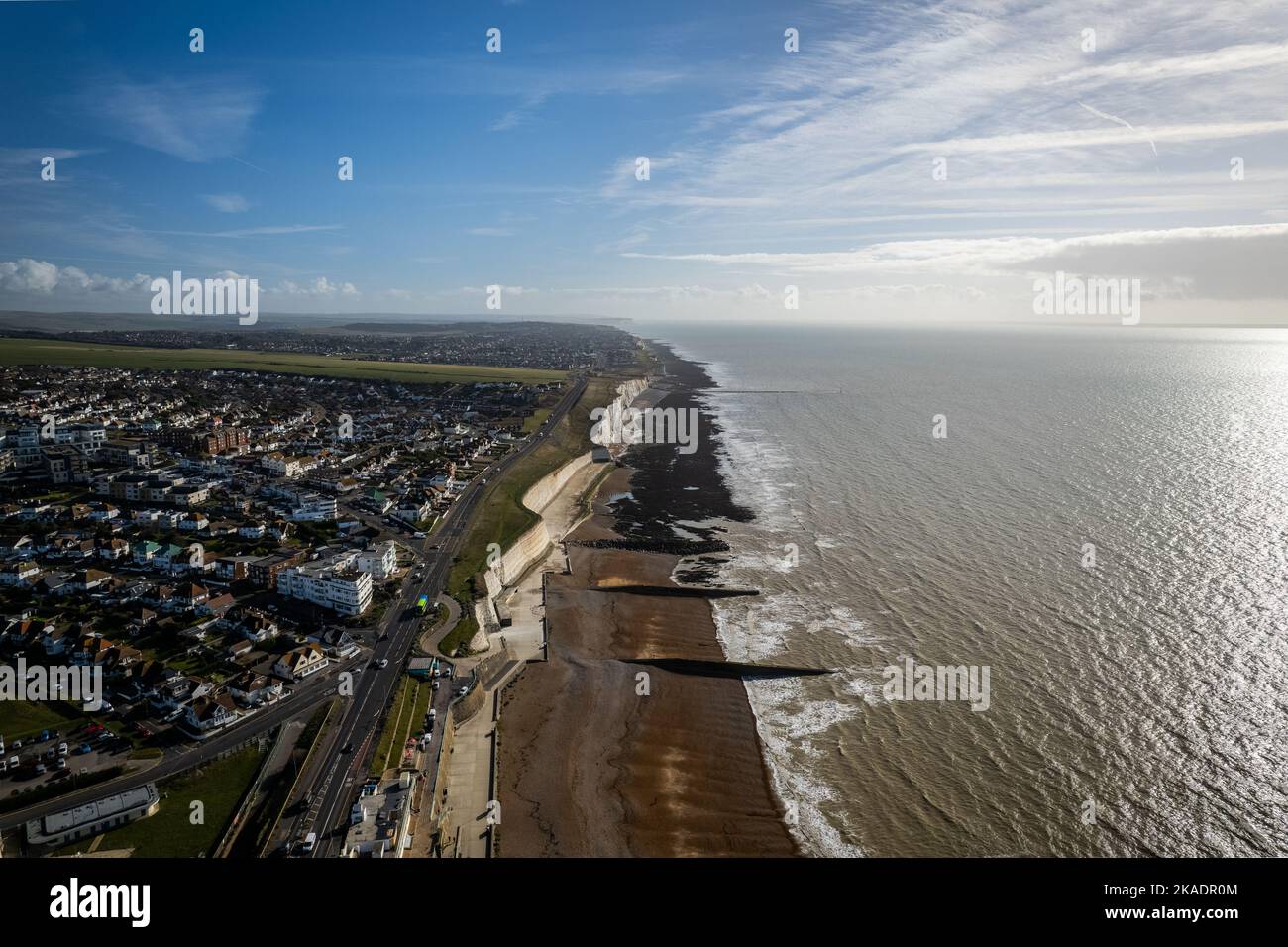 The bird's eye view of Brighton shoreline. England, United Kingdom ...