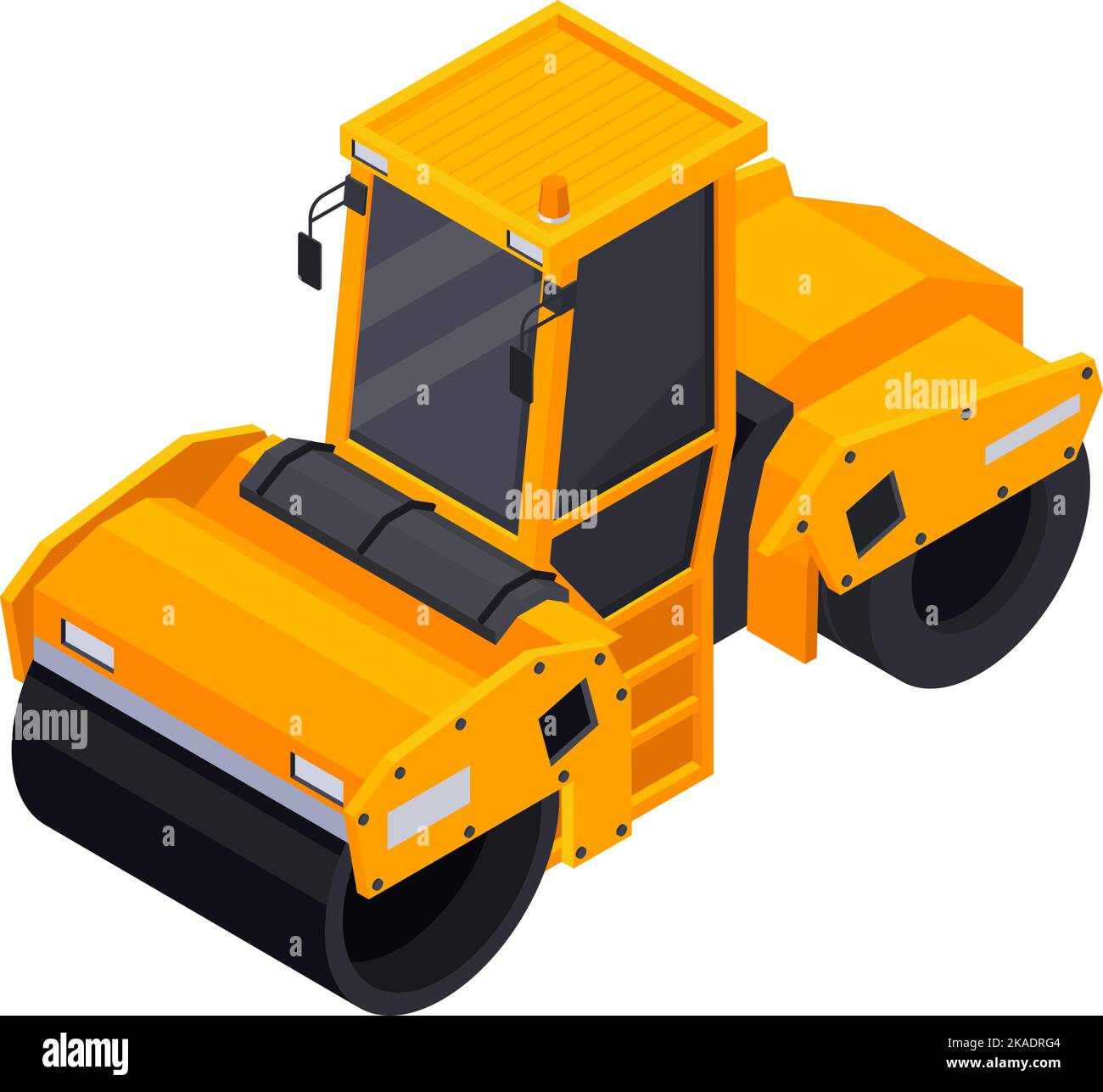 Road construction isometric composition with isolated image of orange ...