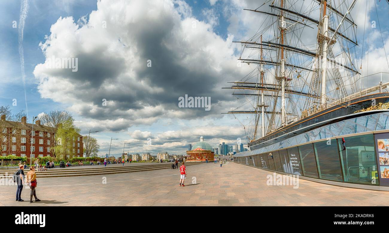 LONDON - APRIL 14, 2022: View of the custom-built dry dock around Cutty ...