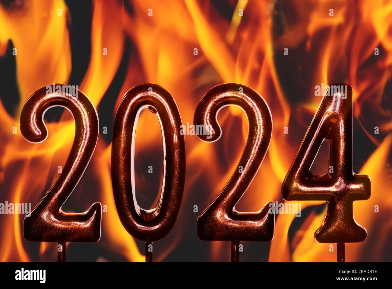 2024 new year numbers flame fire background alert concept Stock Photo ...