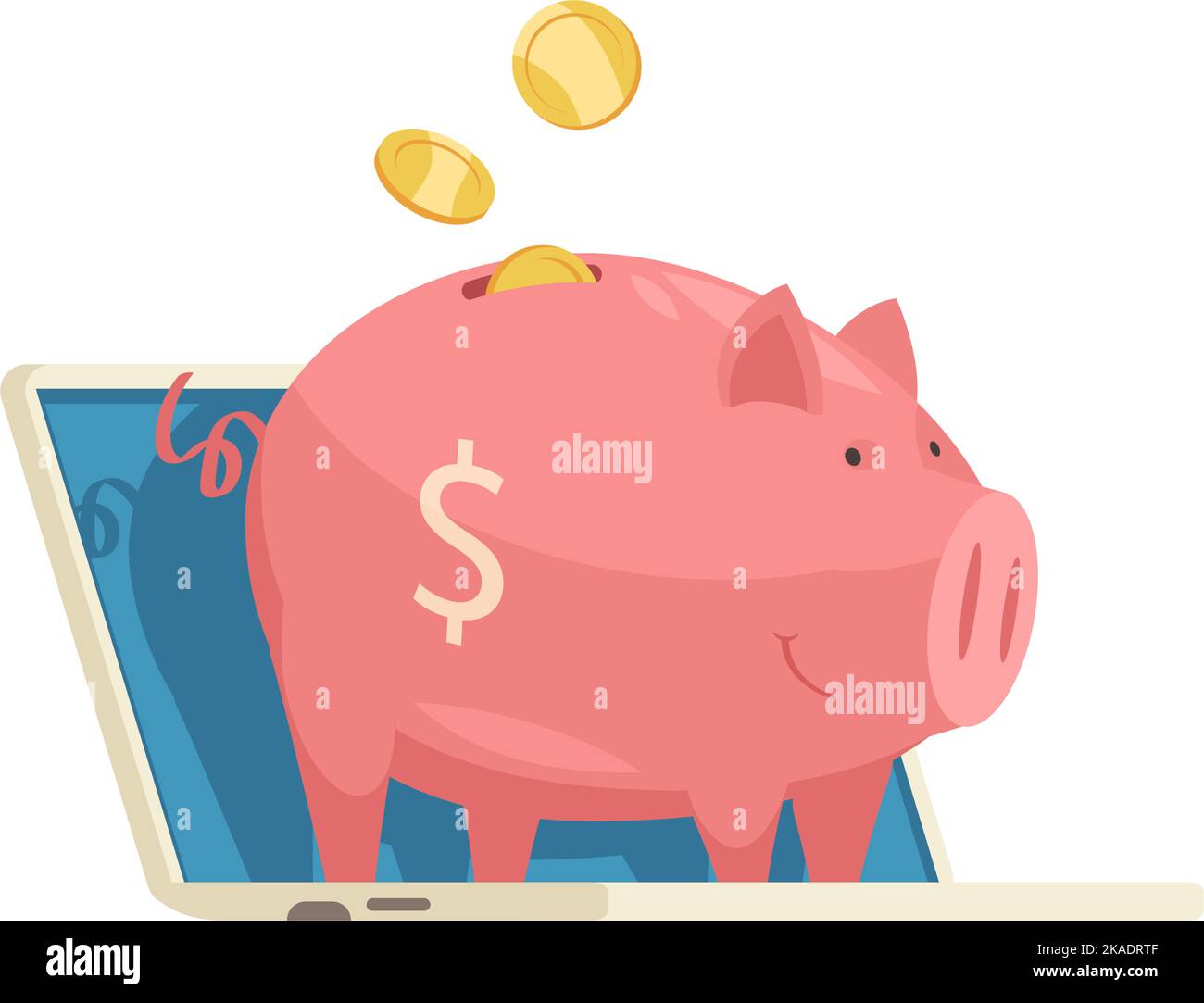 Online mobile bank composition with image of piggy bank on top of ...