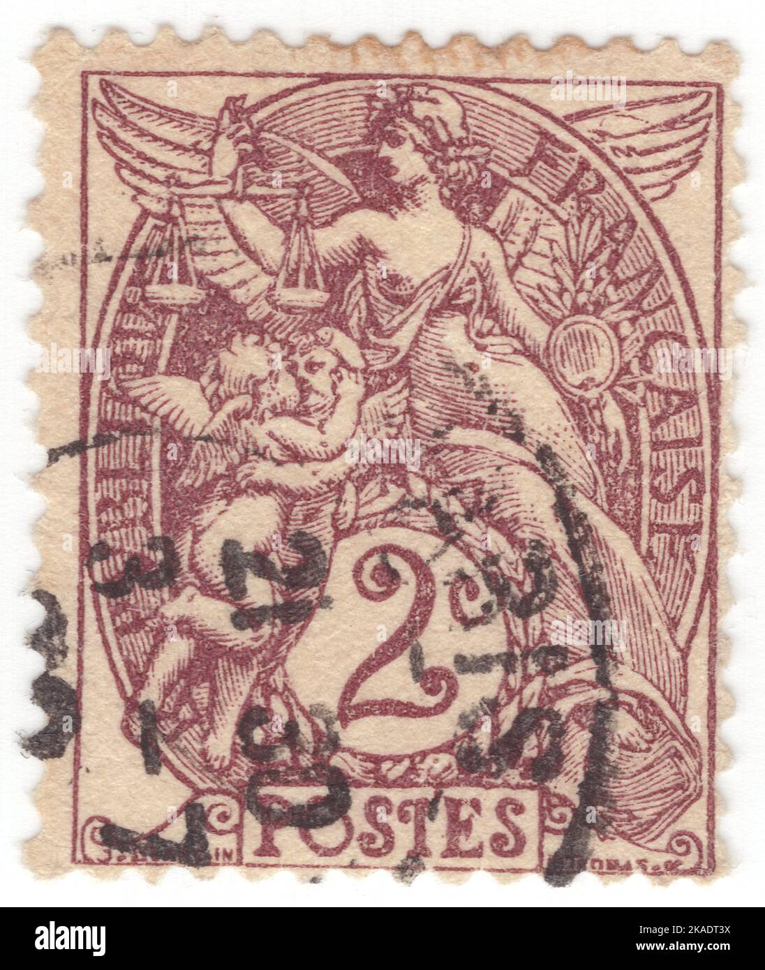 FRANCE - 1900: An 2 centimeі violet-brown postage stamp depicting ...