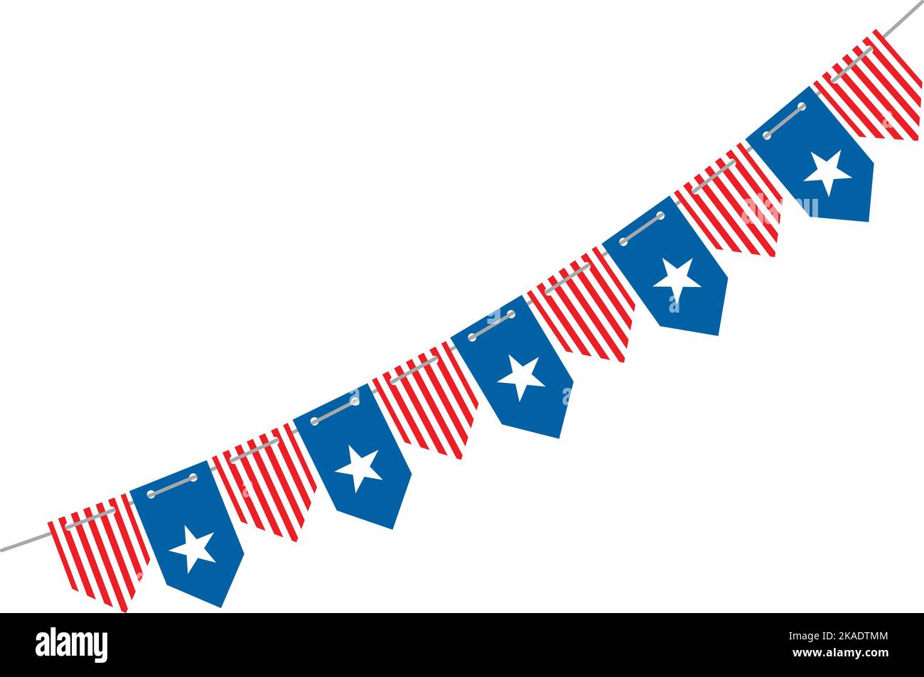 American flag paper garland. Patriotic holiday bunting Stock Vector ...